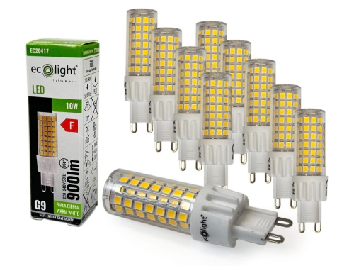 10x Żarówka LED G9 - Barwa Ciepła 3000K, moc - 10W - Onled.p